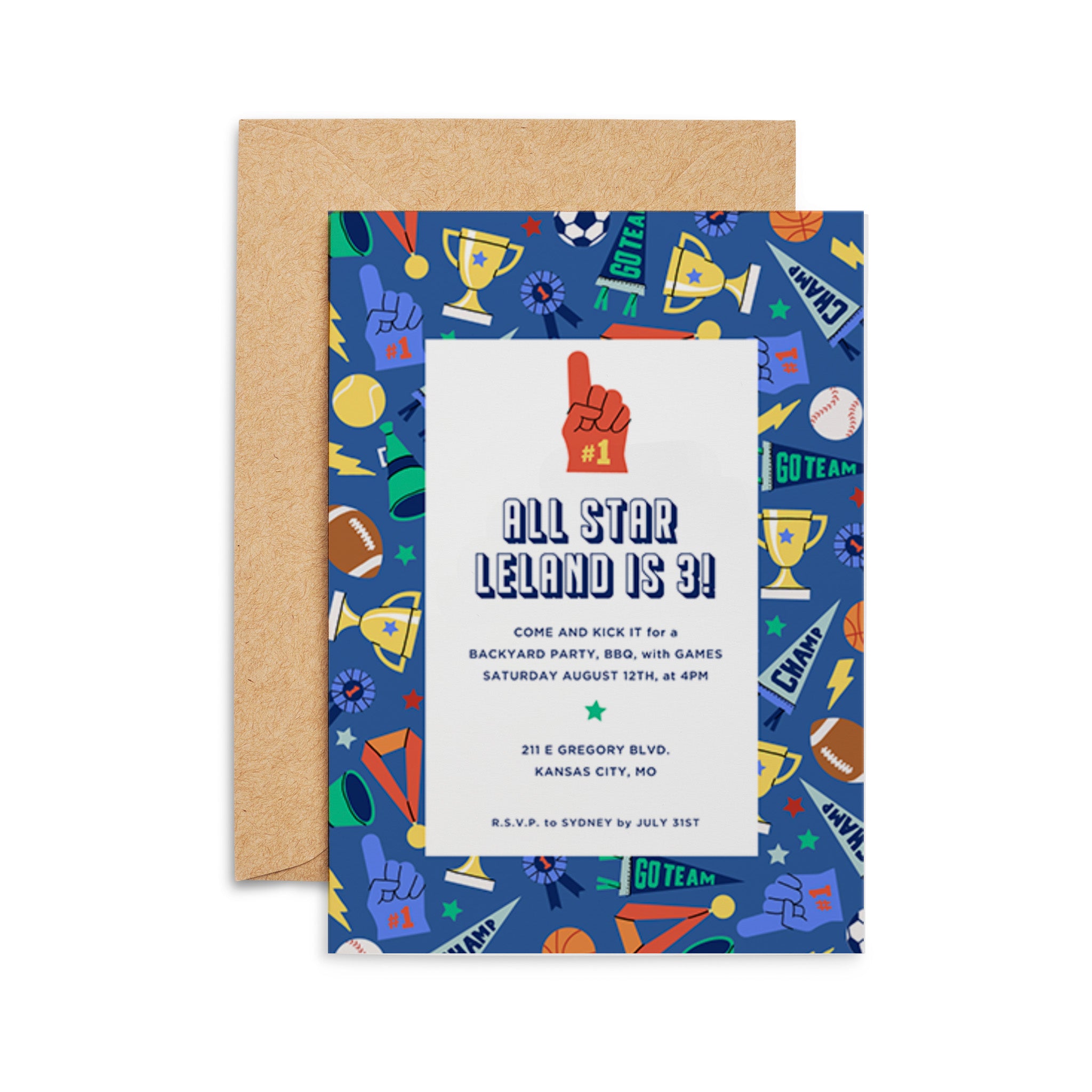 All Star Sports Birthday Digital Invite Template – Ampersand Design Studio