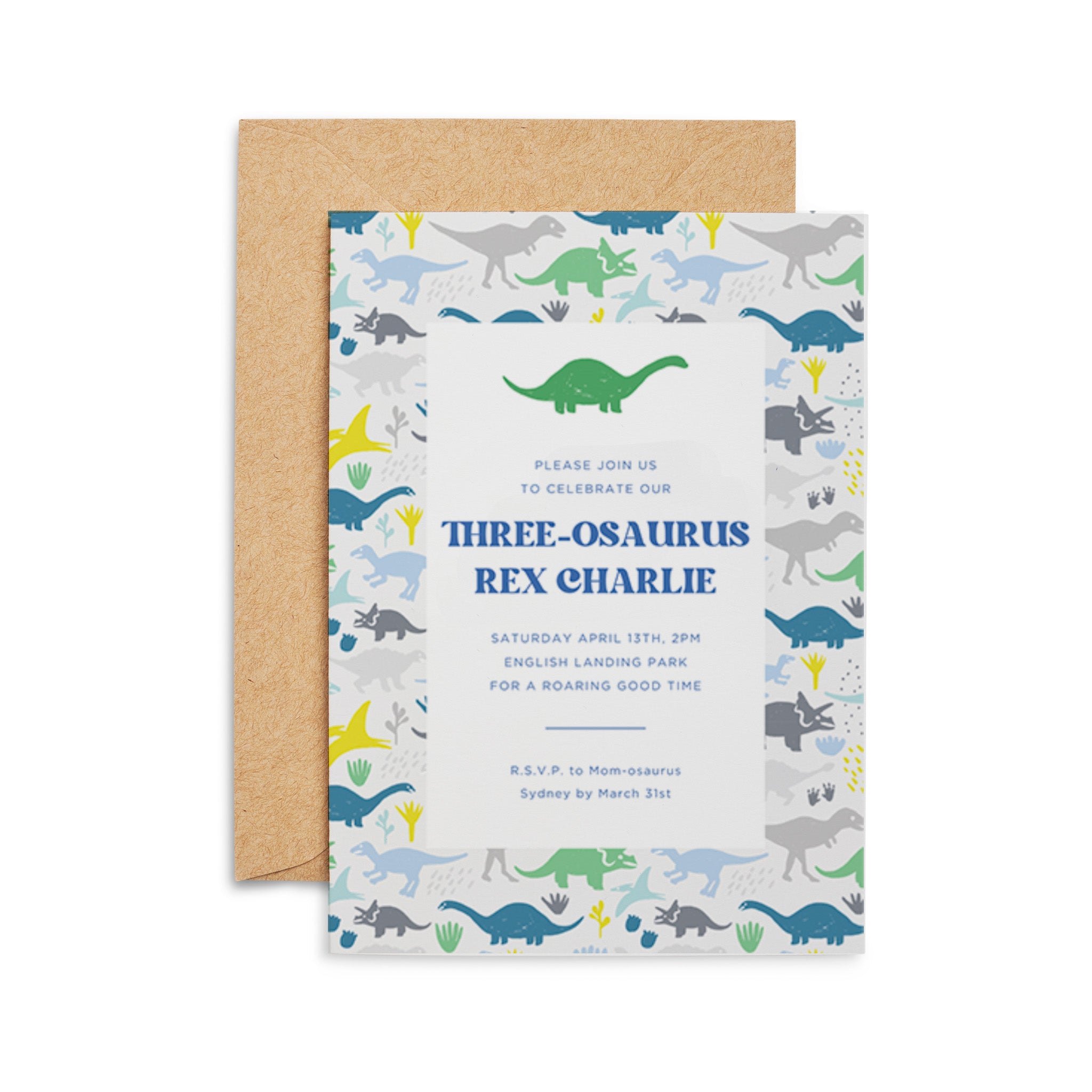 Dinosaur Birthday Digital Invite Template – Ampersand Design Studio