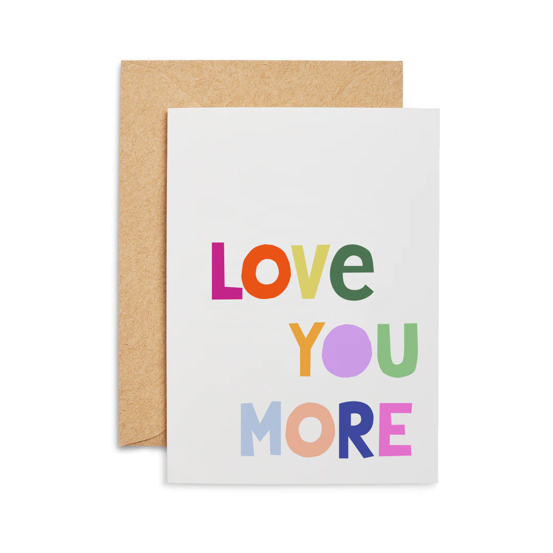 Love You More Cut Paper Greeting Card – Ampersand Design Studio