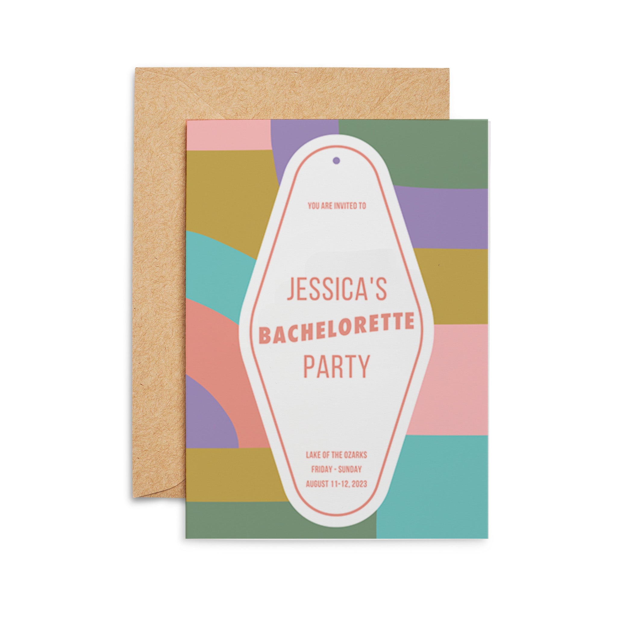 Motel Key Bachelorette Digital Invite Template – Ampersand Design Studio