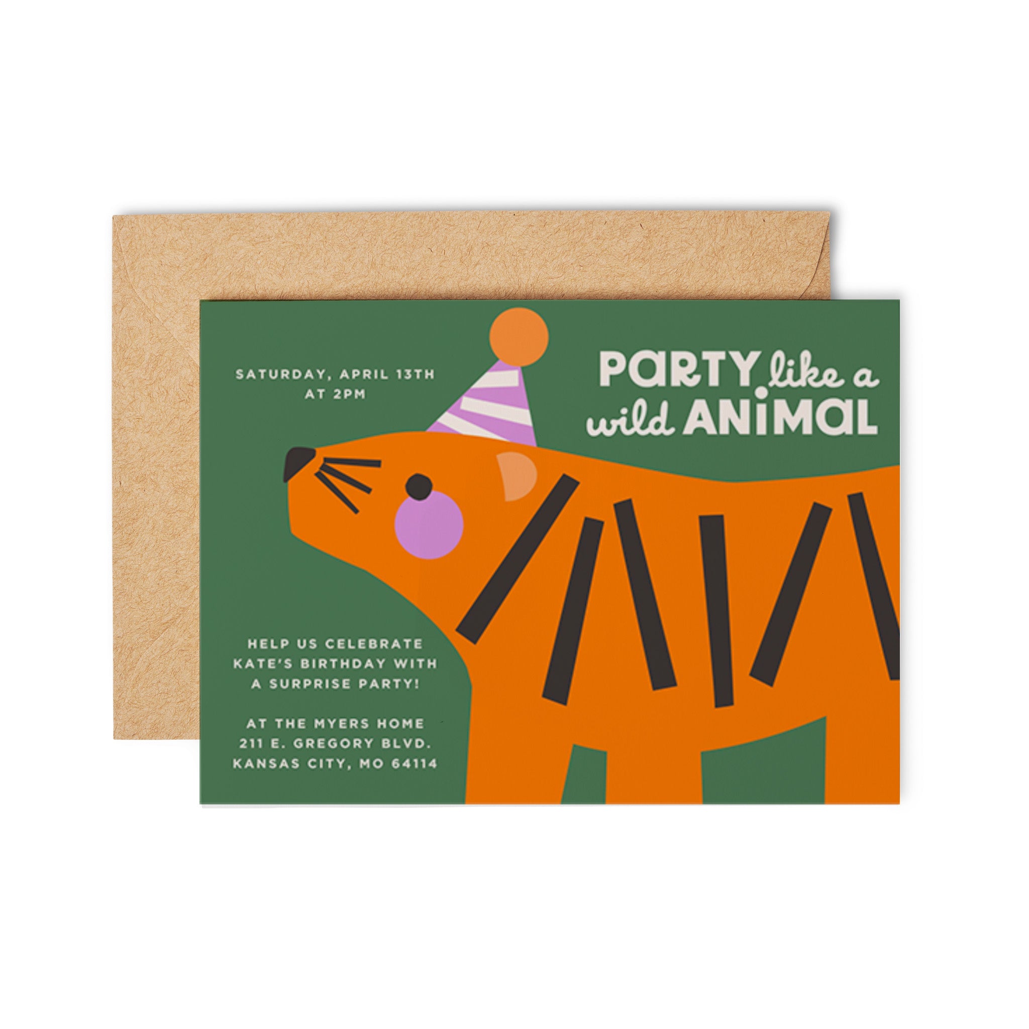 Party Like a Wild Animal Tiger Digital Invite Template – Ampersand ...