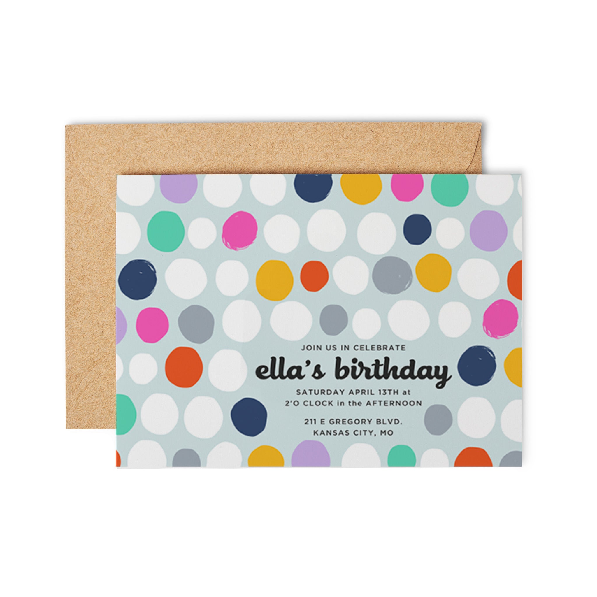 Polka Dot Birthday Digital Invite Template – Ampersand Design Studio