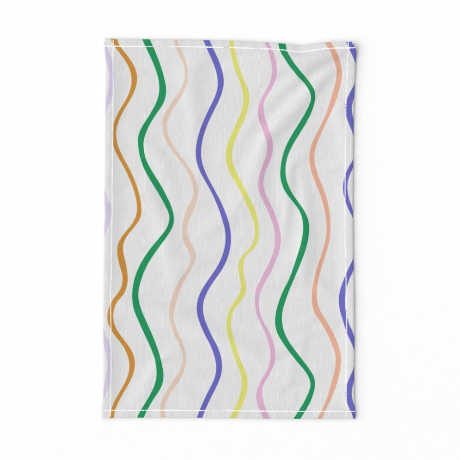 Wavy Lines Tea Towel - Multi by Spoonflower | Ampersand Design Studio